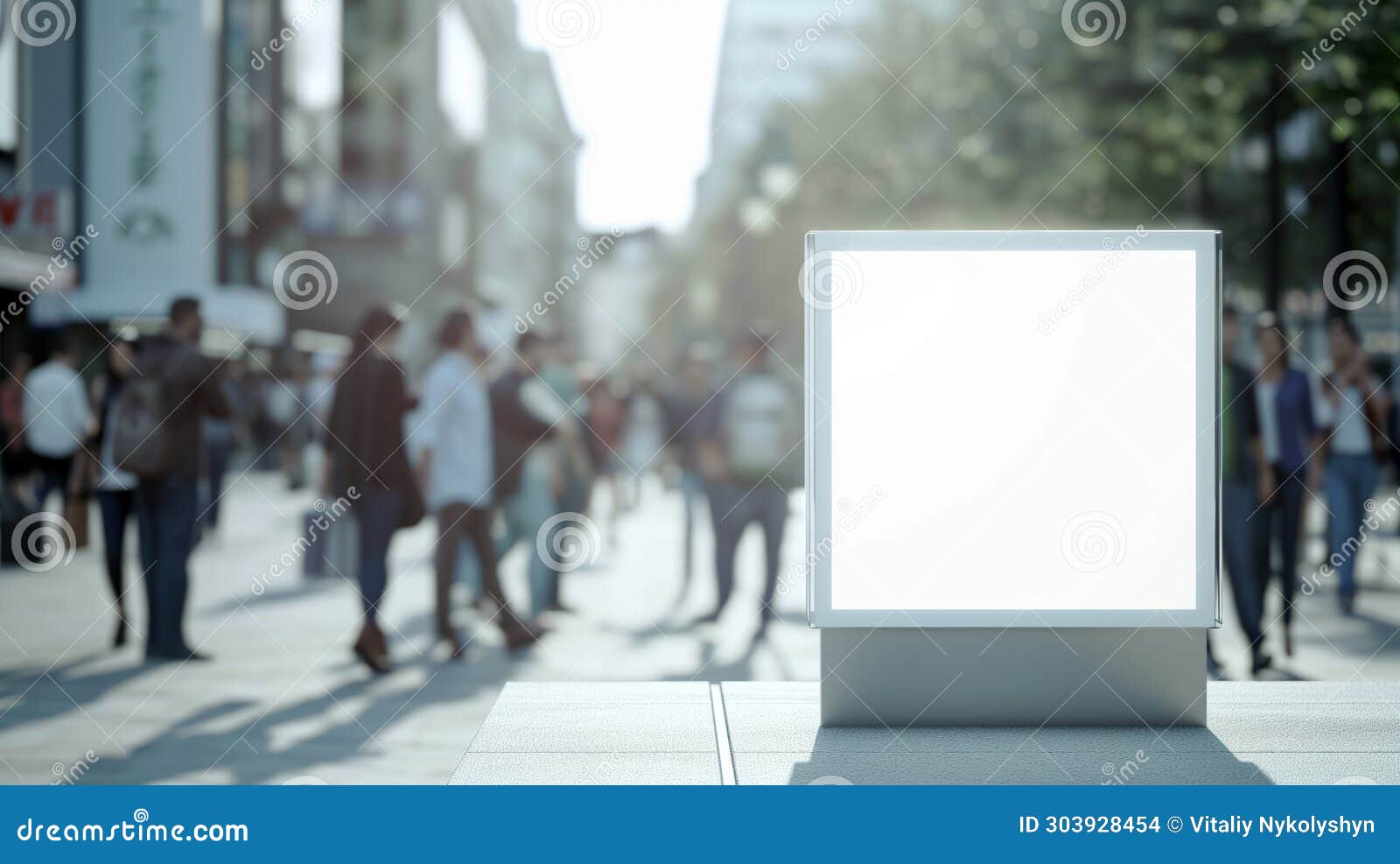 Vertical Billboard, Group of People Walking Down a Street Stock ...