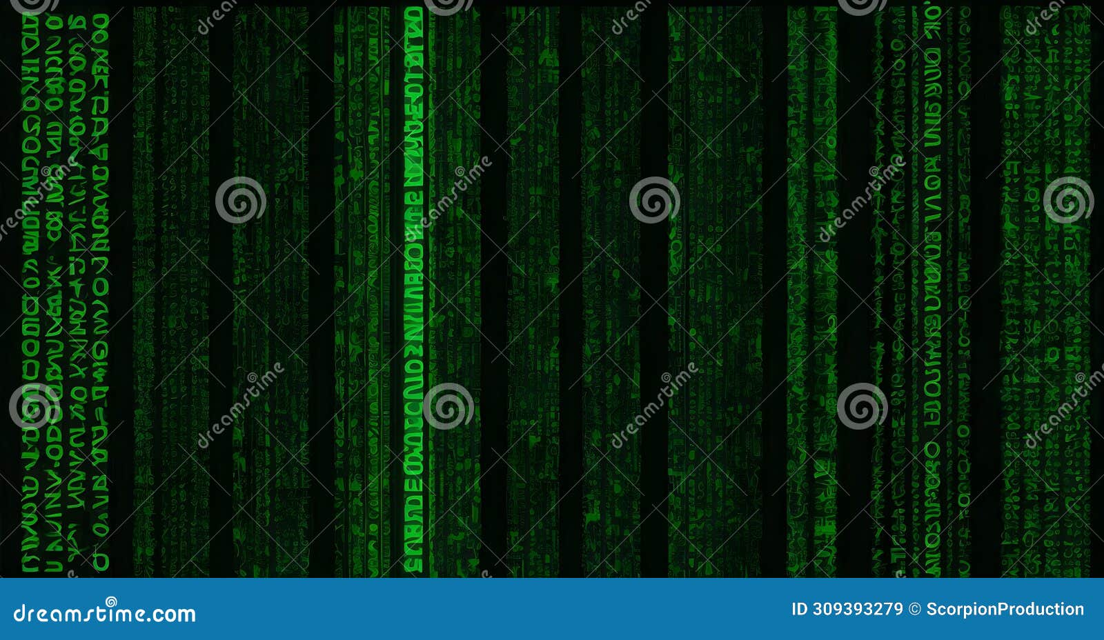Digital Rain in Green Matrix Stock Image - Image of binary, matrix ...