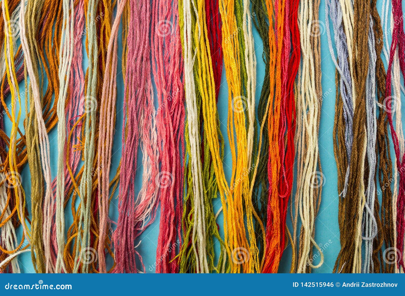 Vertical Lines of Different Colored Yarns Stock Photo - Image of ...