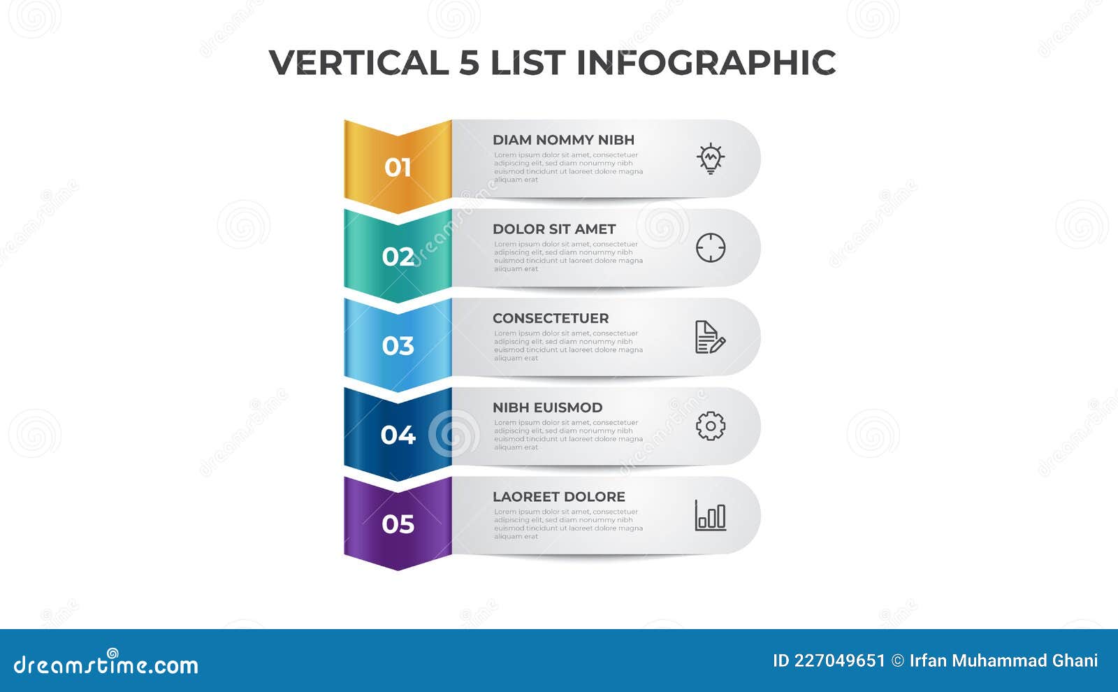 5 Points of Steps, Infographic Element Template Layout Vector Stock ...