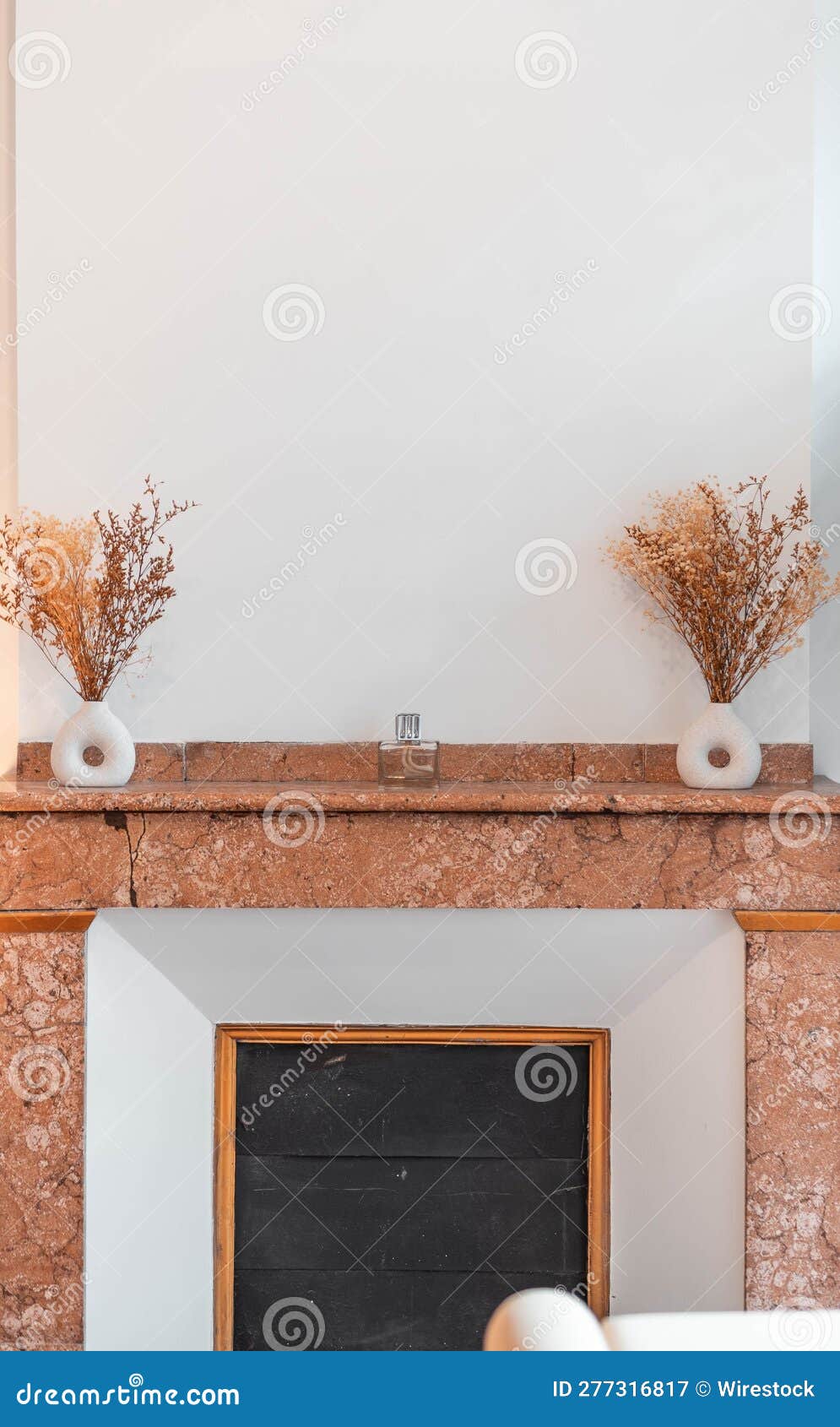 Vertical of a Living Room Chimney Decor with Marble Stock Image - Image ...
