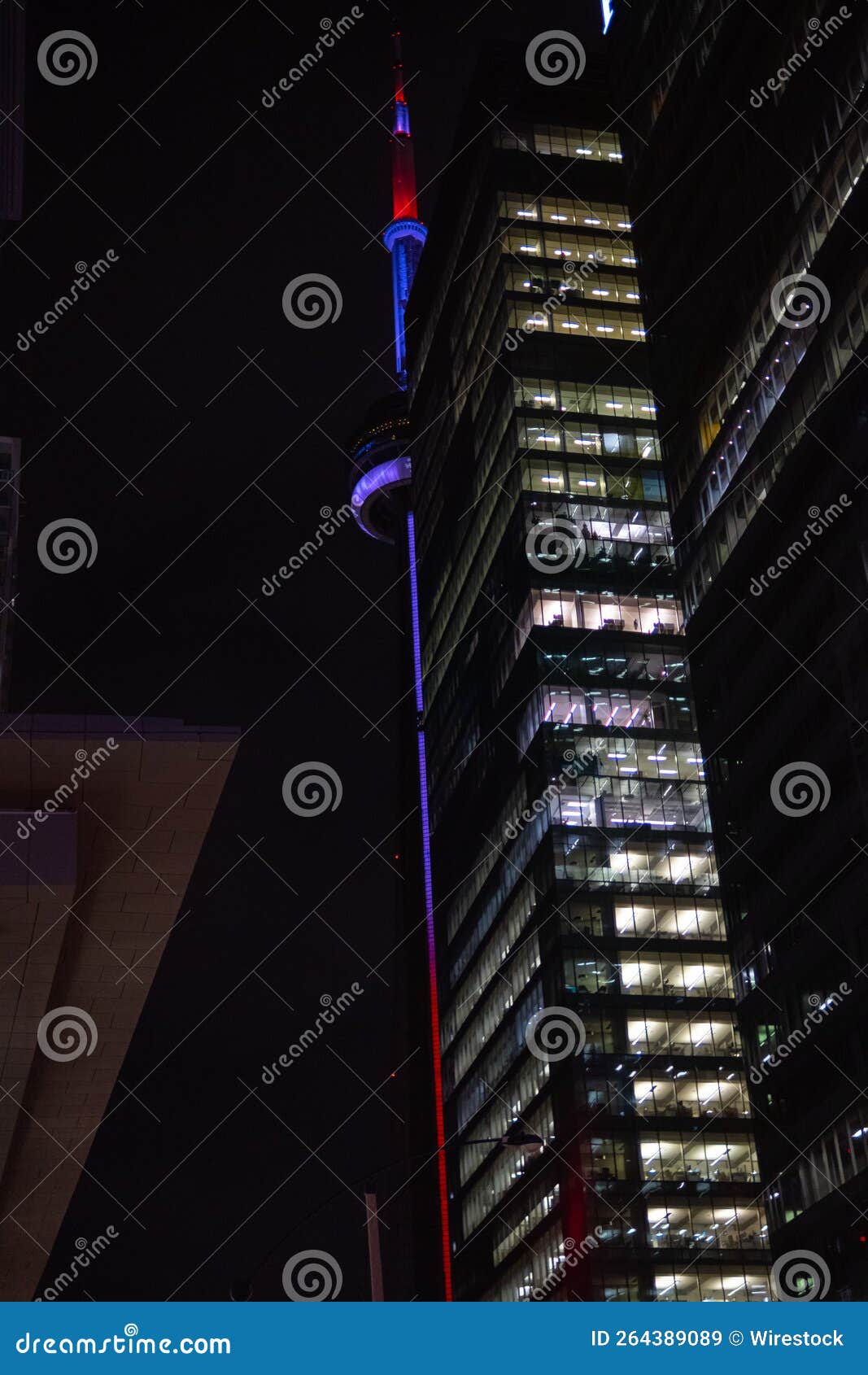Vertical Low Angle of the CV Tower and a Skyscraper in Toronto Canada ...