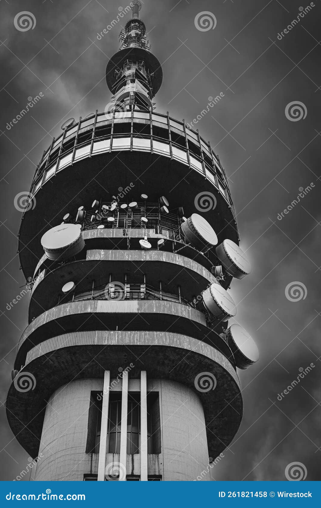 Vertical Low Angle Grayscale of a TV Tower, Skyscraper Stretching To ...