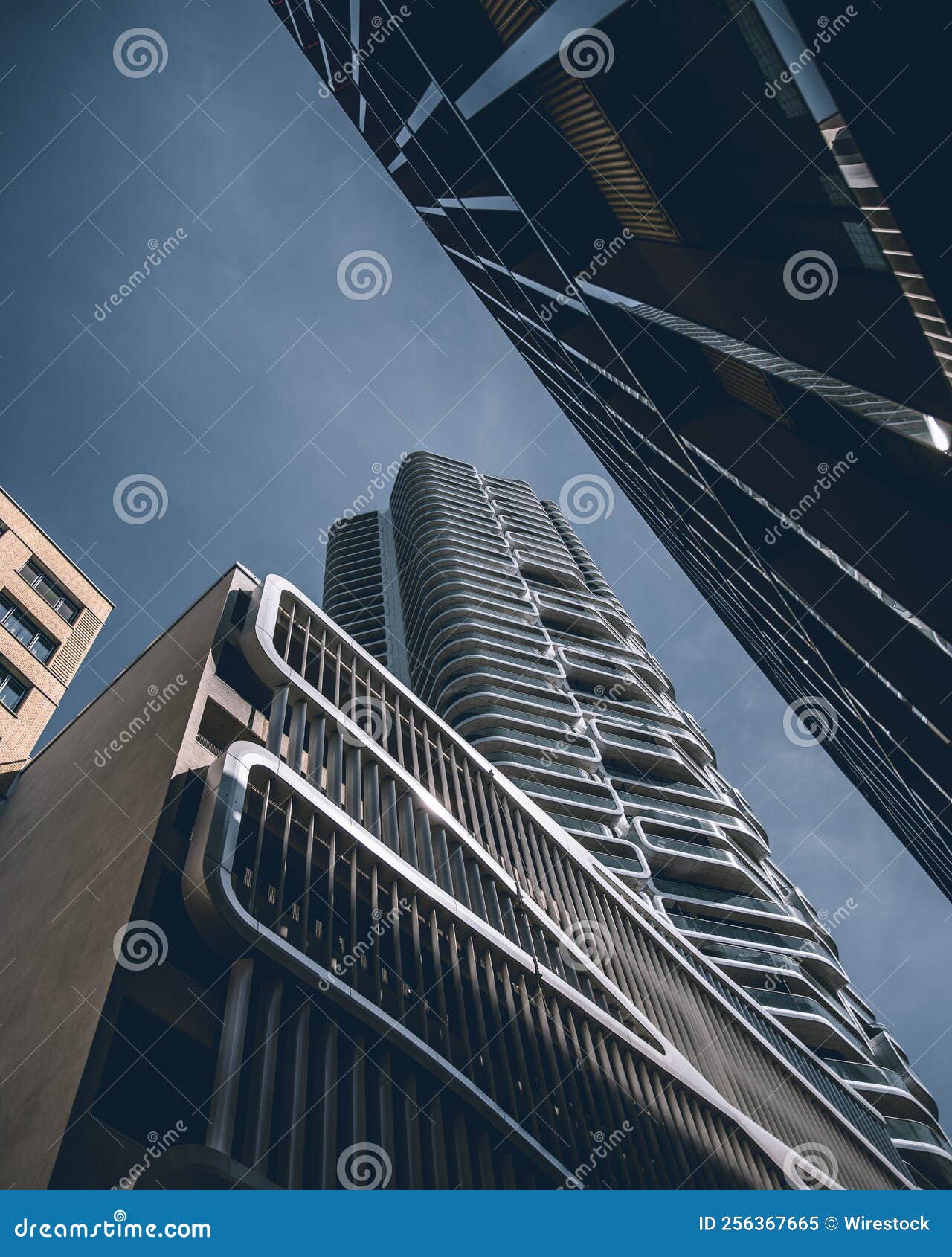 Vertical Low Angle Modern Skyscraper in Frankfurt, Germany Editorial ...