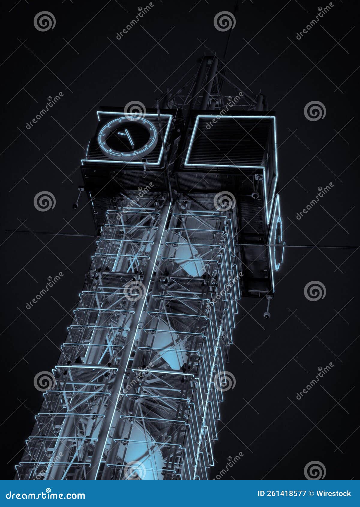 Vertical Low-angle of the Neon Tower in the Central Oslo with the Dark ...