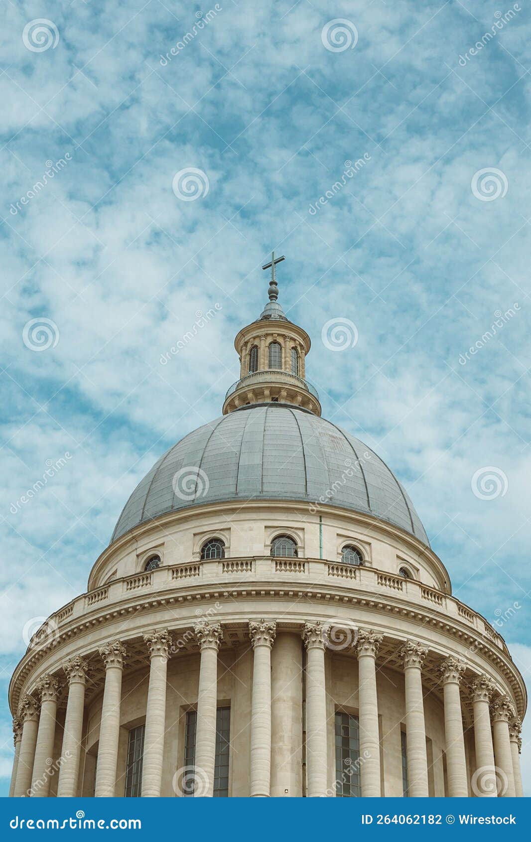 Vertical Low-angle of the Pantheon Monument Dome Against Cloudy Sky ...