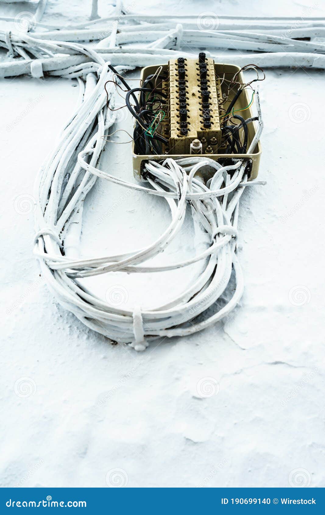 Vertical Low Angle Shot of a Colored Open Electrical Box with White ...