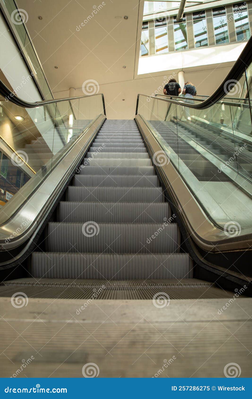 Vertical Low-angle Shot of an Escalator Stock Image - Image of metallic ...