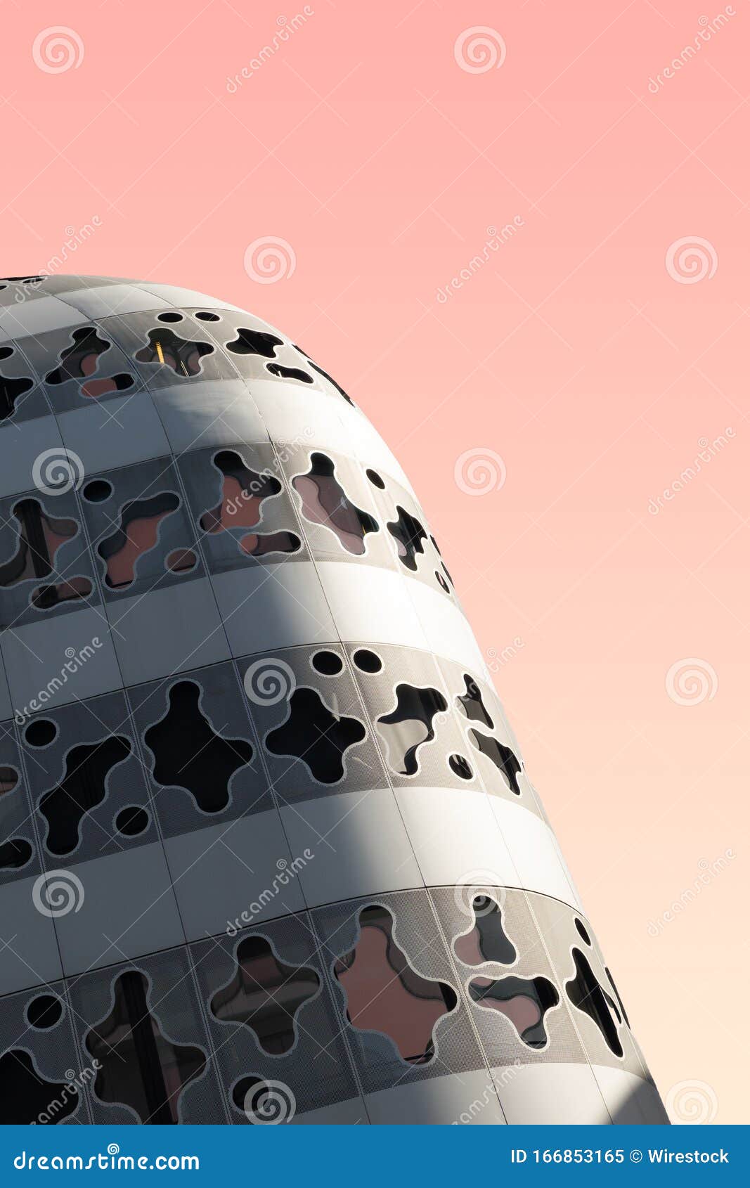 Vertical Low Angle Shot of an Exotic Metal Structure on a Pink ...