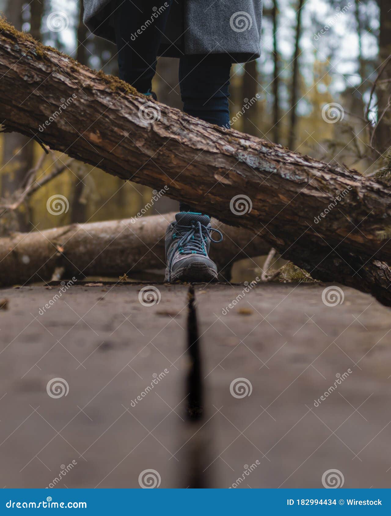 Vertical Low Angle Shot of the Feet of a Person Walking through a ...