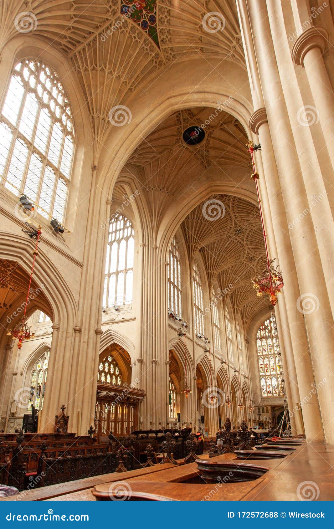 Vertical Low Angle Shot of the Inside Bath Abbey in the UK Stock Photo ...