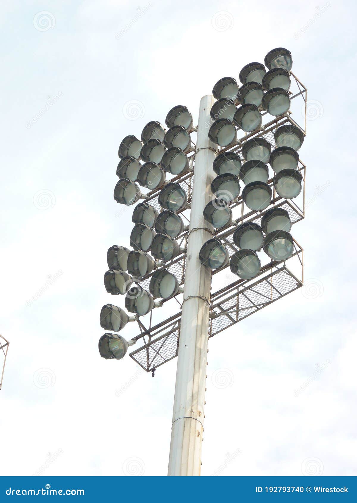 Vertical Low Angle Shot of a Stadium Light Tower Stock Photo - Image of ...