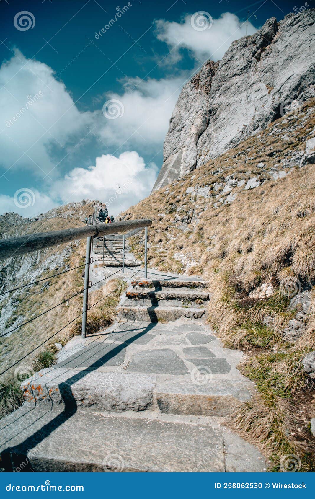 Vertical Low Angle Shot of Stone Steps Up Mountains in Lucerne ...