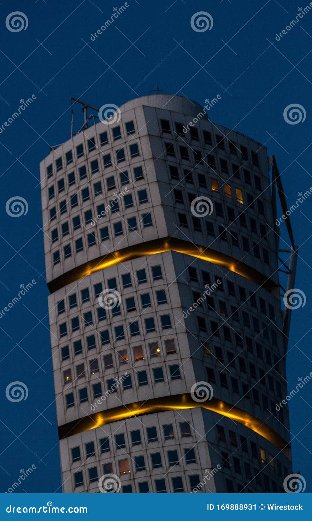 Vertical Low Angle Shot of the Turning Torso Building in Malmo, Sweden ...