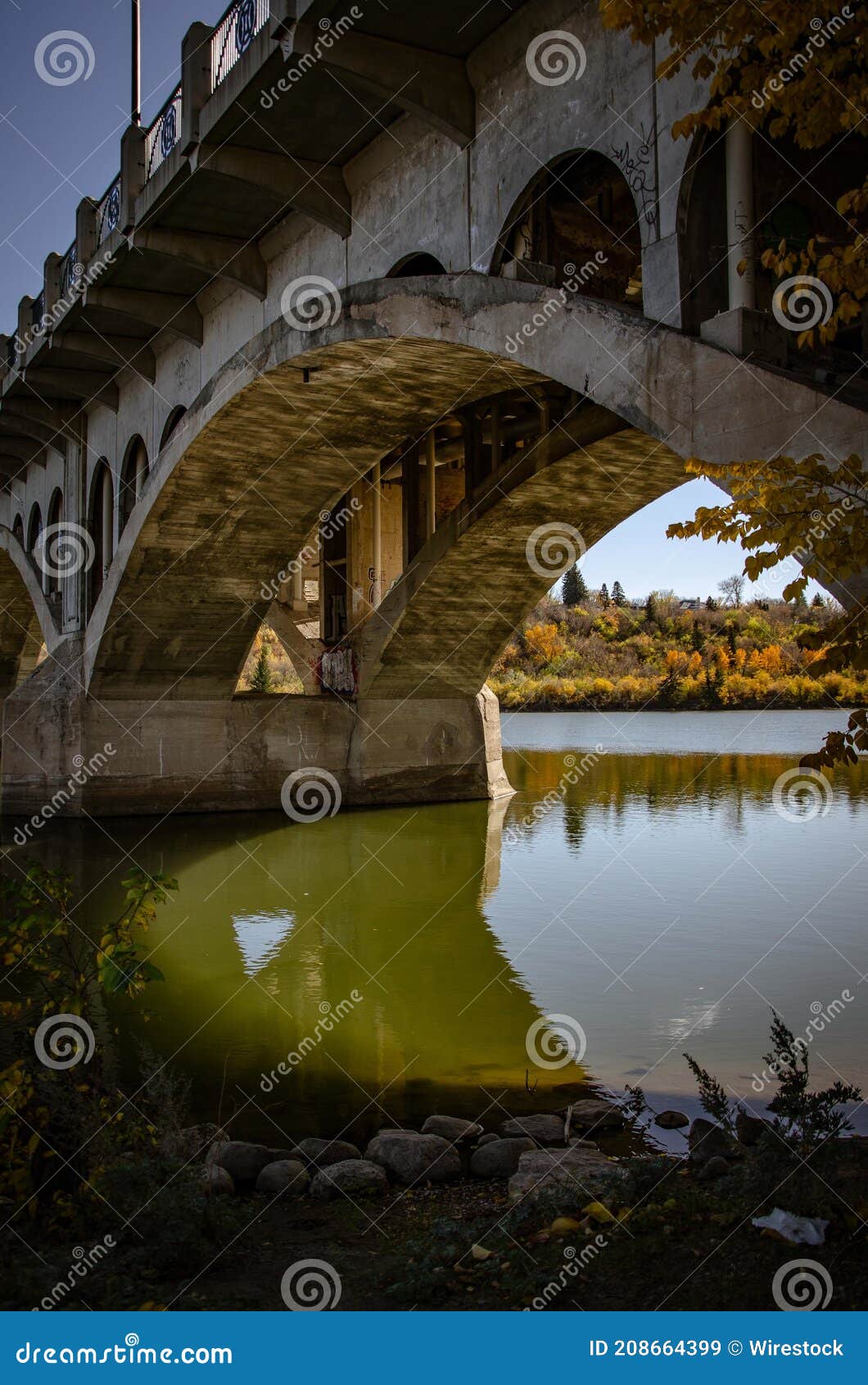 Vertical Low Angle Shot of the Understructure and Pillars of a Bridge ...