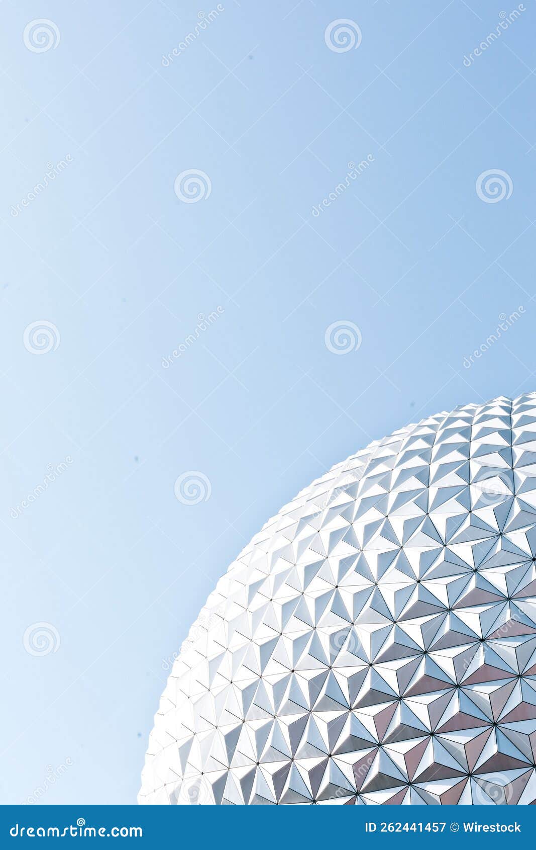 Vertical Low Angle Shot of a White Geodesic Dome in Epcot, on a Sunny ...