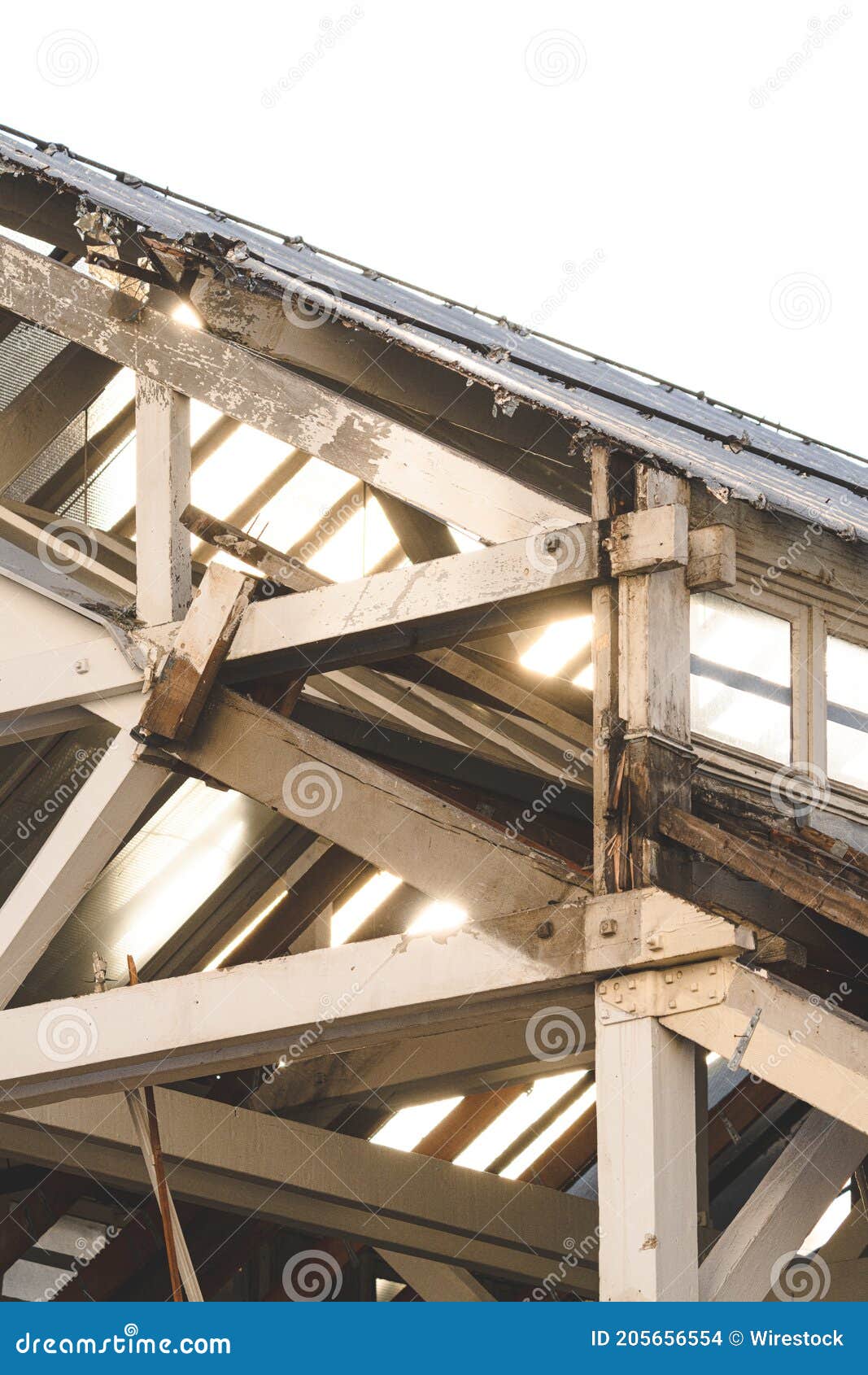 Vertical Low Angle of a Wooden Roof Structure Stock Photo - Image of ...