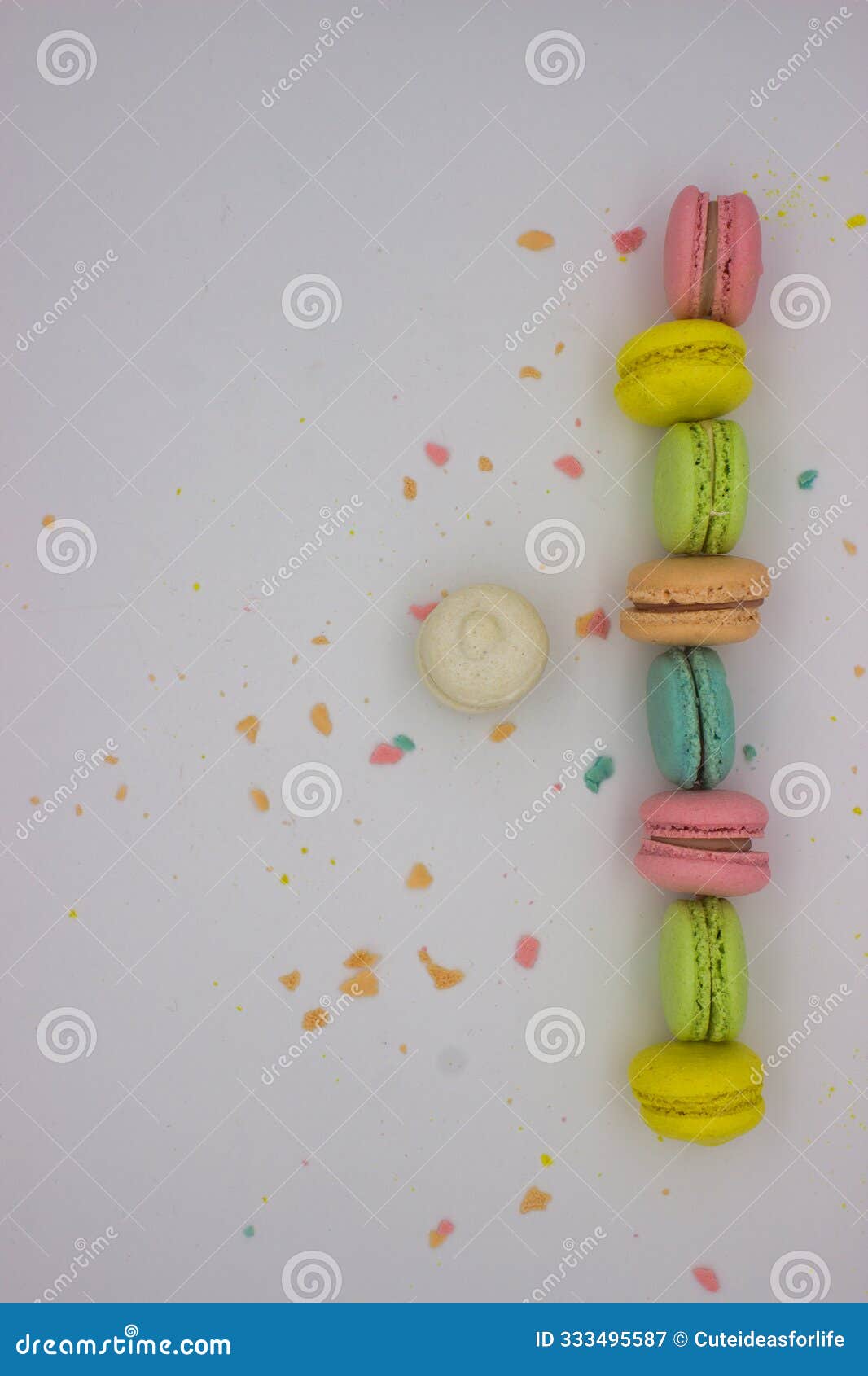 Vertical Macaron Stack with Crumbs on White Background Stock Image ...