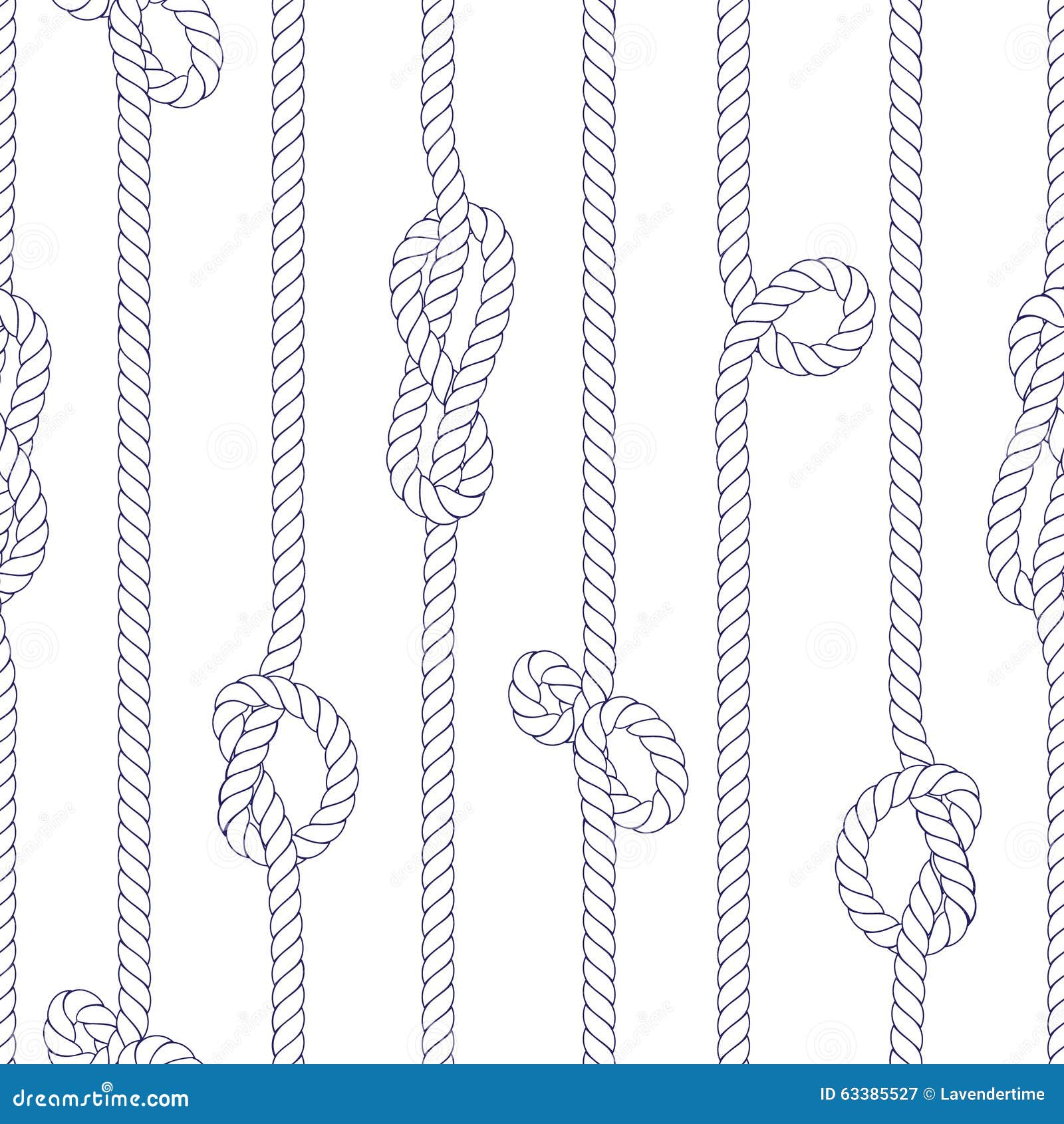 Vertical Marine Rope with Knots Seamless Vector Print Stock Vector ...