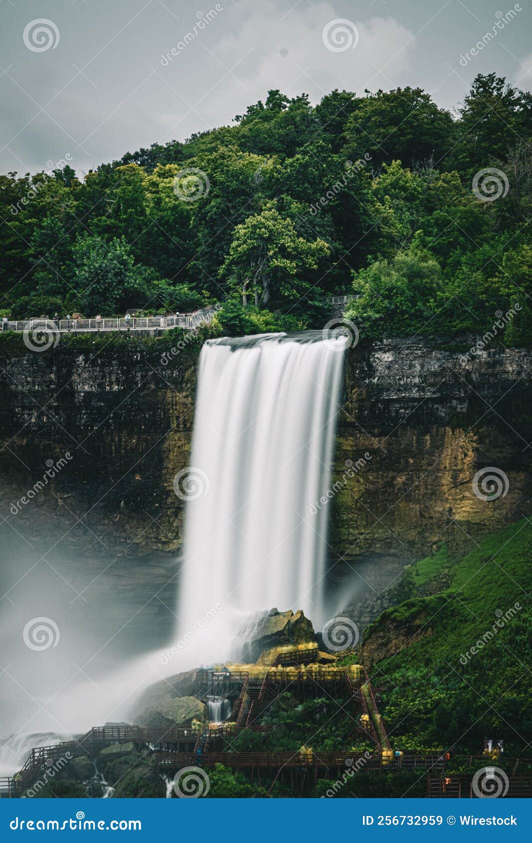 Vertical Mesmerizing View of a Gracefully Falling Waterfall on Cliffs ...