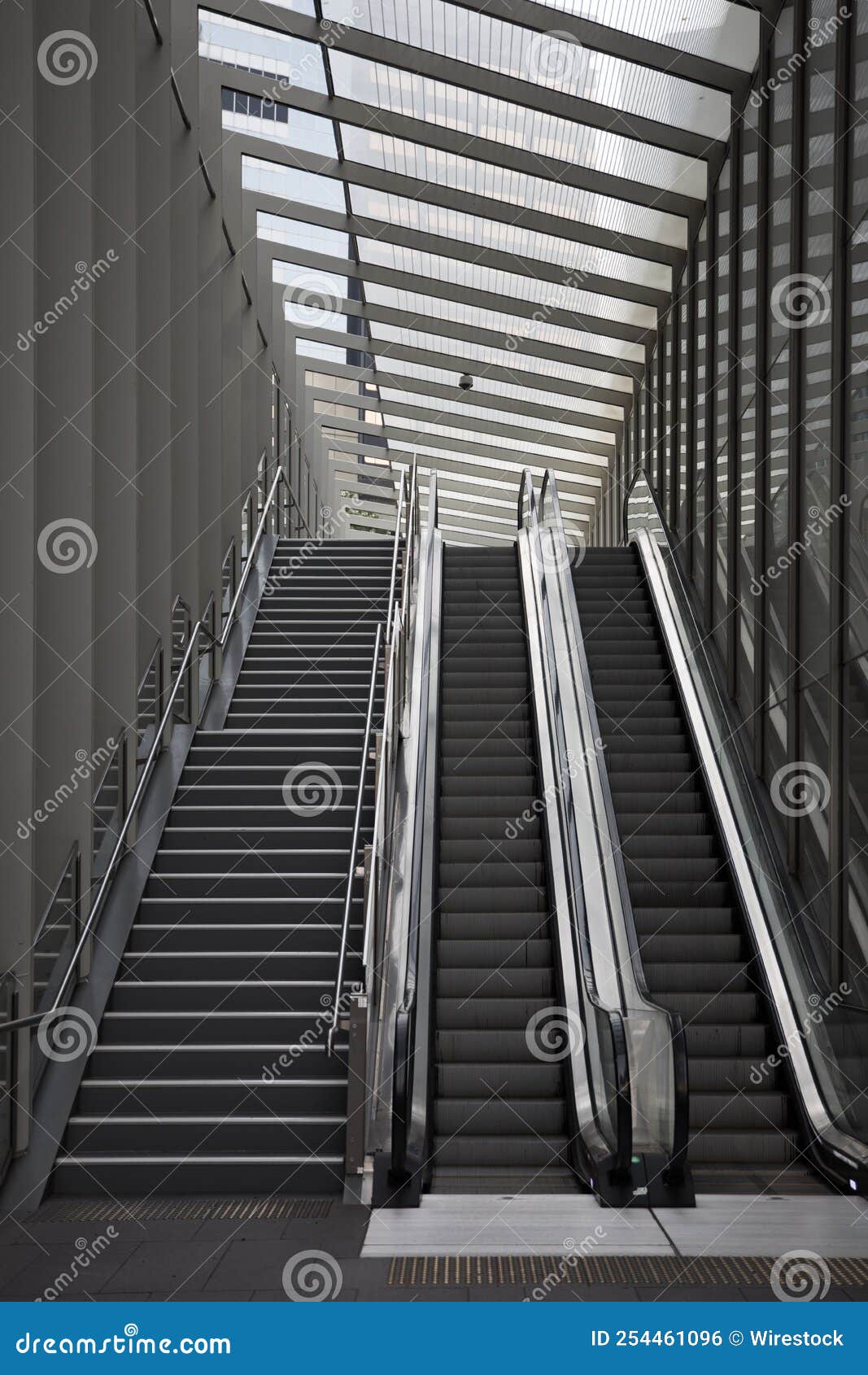 Vertical of a Modern Escalator for an Interior Design of an Office ...