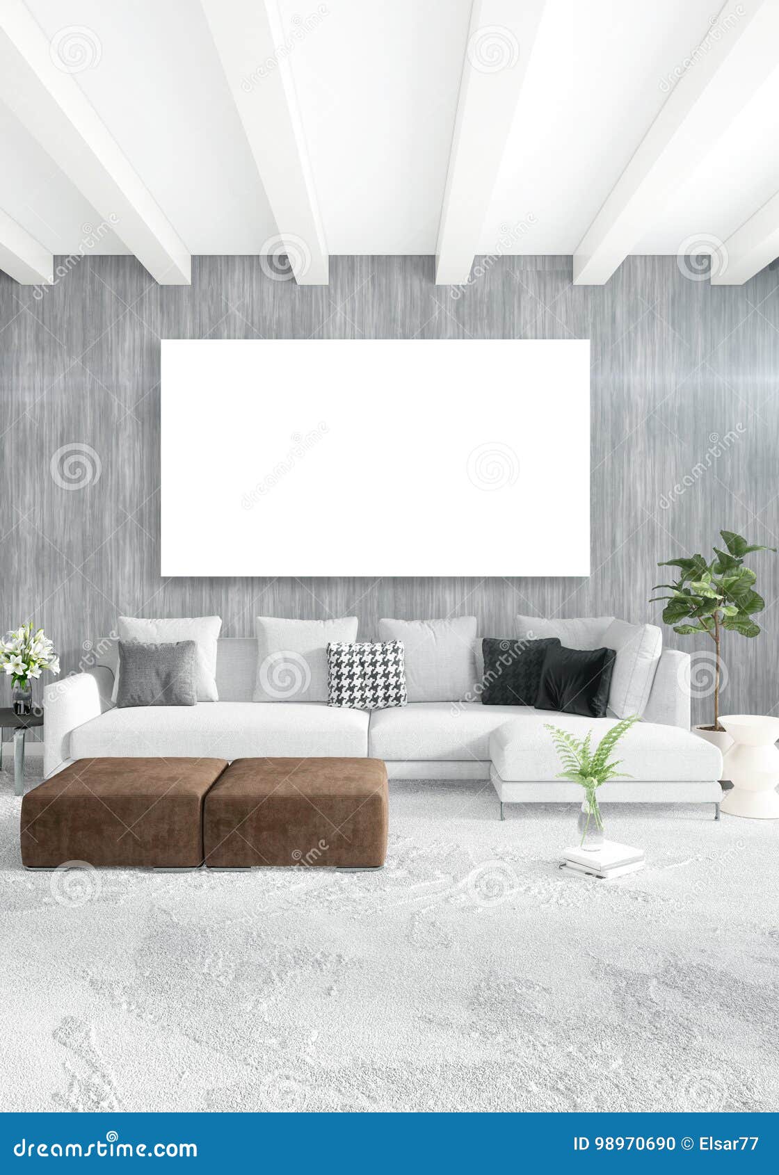 Vertical Modern Interior Bedroom or Living Room with Eclectic Wall and ...