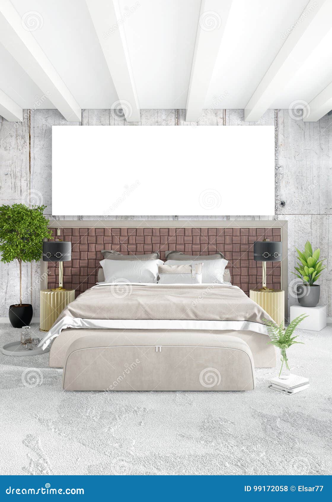 Vertical Modern Interior Bedroom or Living Room with Eclectic Wall and ...