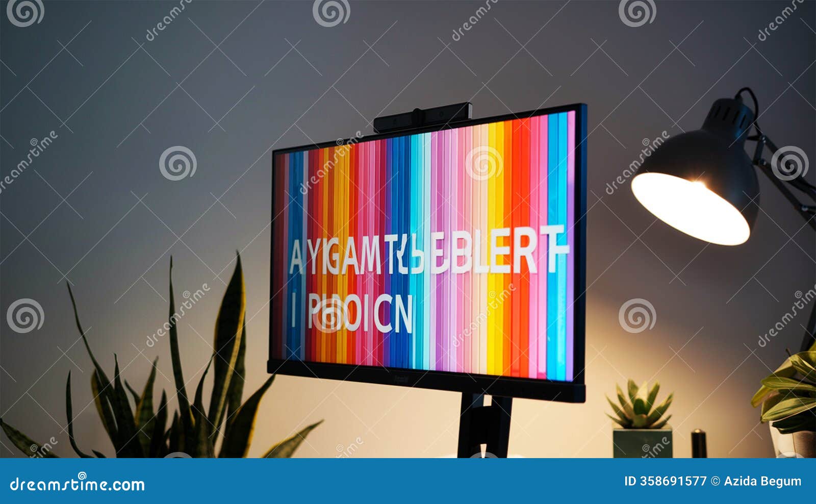 Vertical Monitor Used for Coding or Reading. the Monitor Displays Stock ...