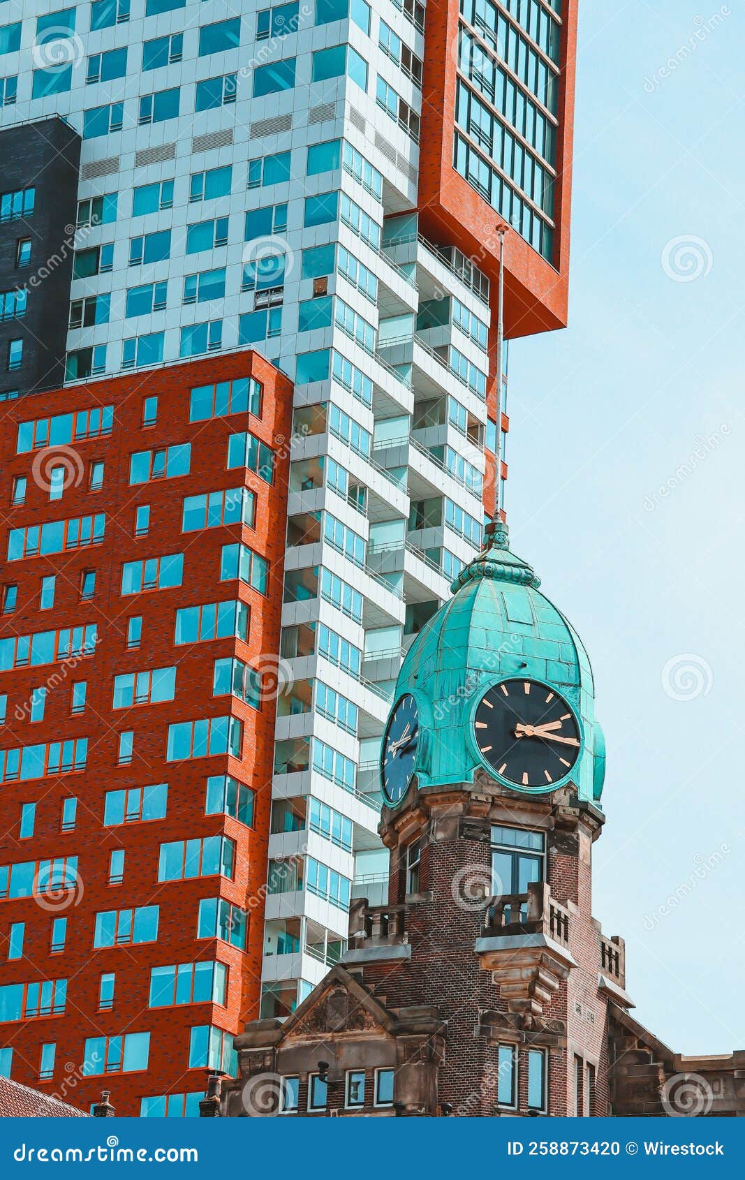 Vertical of the Montevideo Skyscraper in the Background of a Clock ...