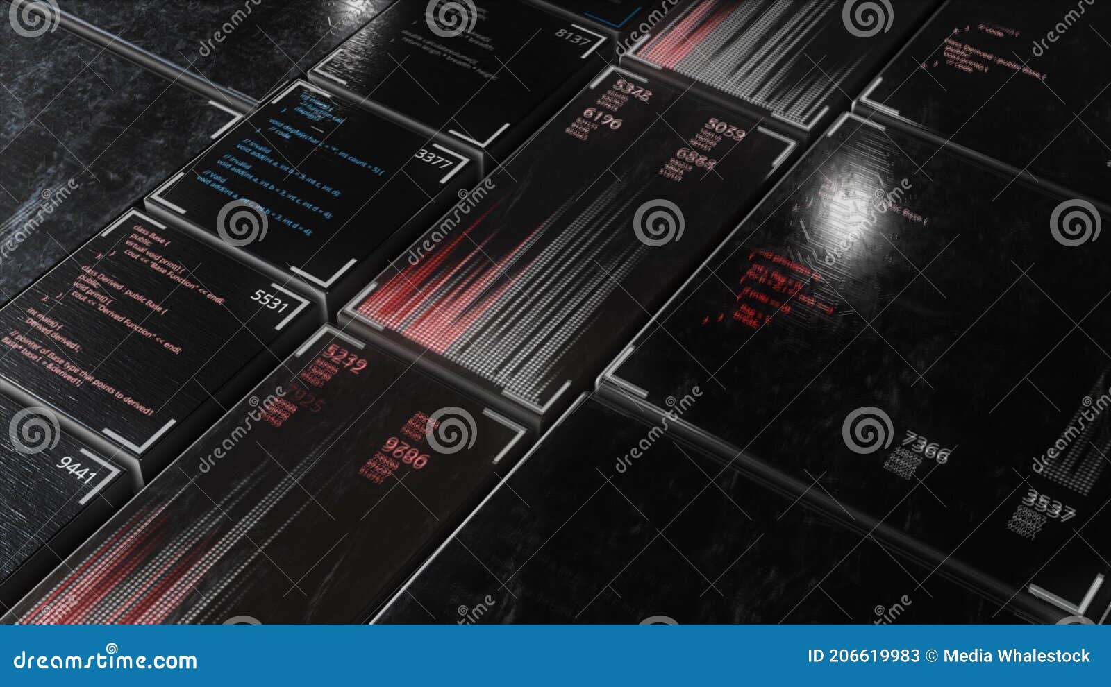 Vertical Moving Panels With Running Lines Of Code. Animation. Java ...