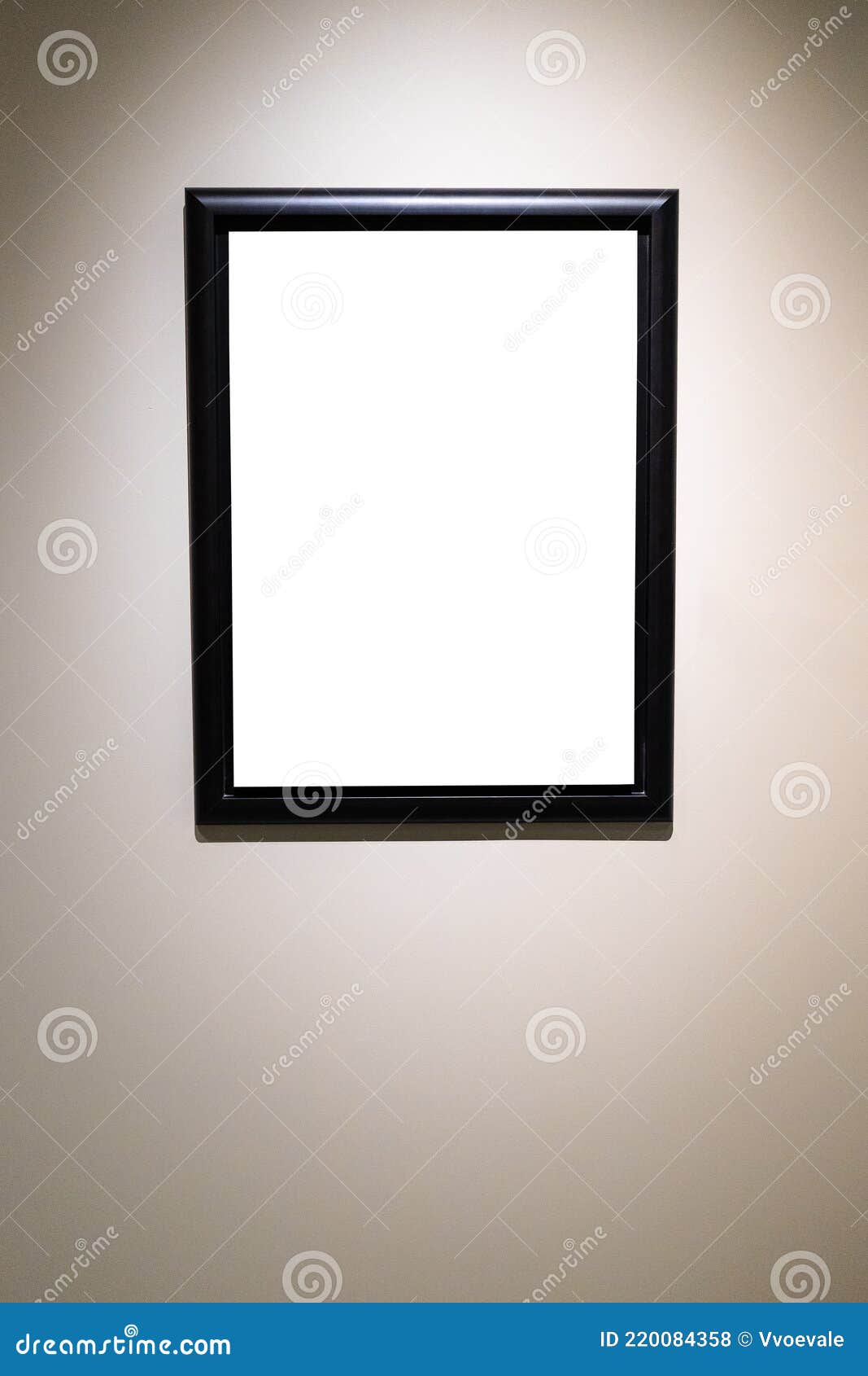 Vertical Narrow Black Picture Frame on Gray Wall Stock Photo - Image of ...