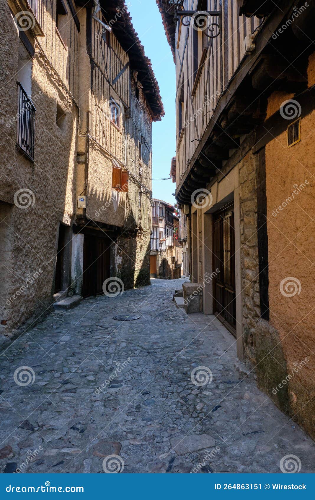 Vertical of the Narrow Cobbled Streets of La Alberca, a Small Town in ...