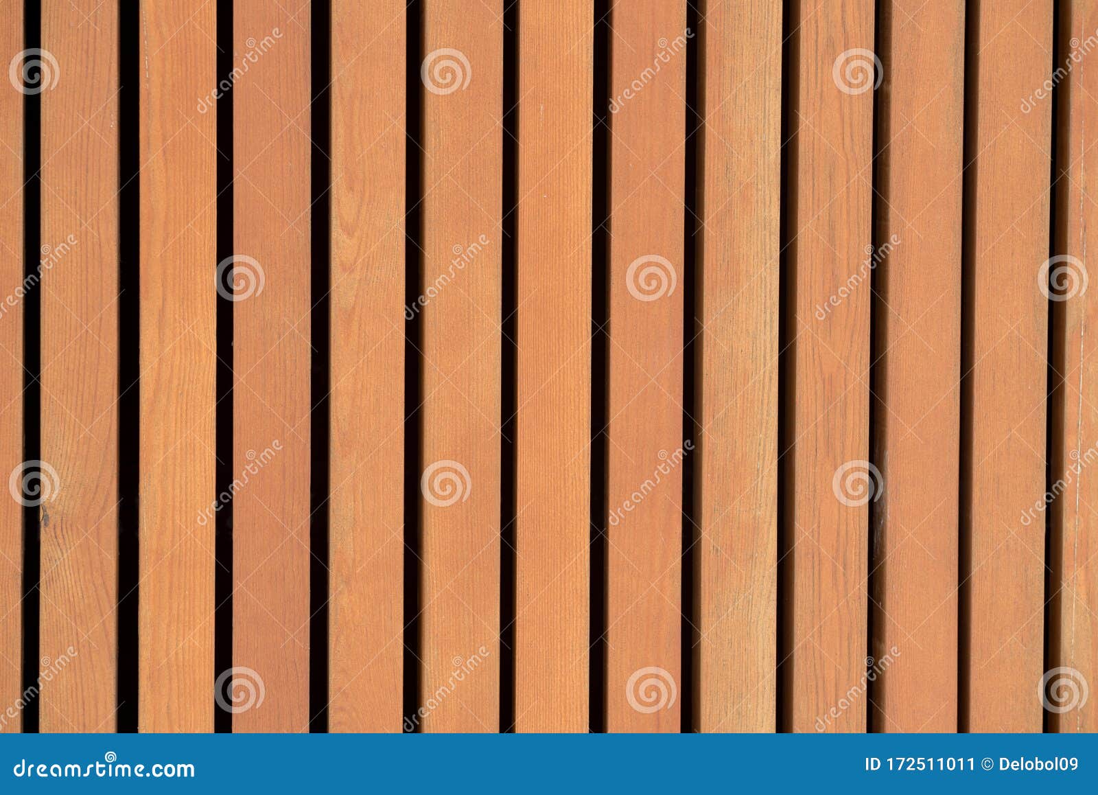 Vertical Natural Wooden Slats on the Wall. Stock Image - Image of floor ...