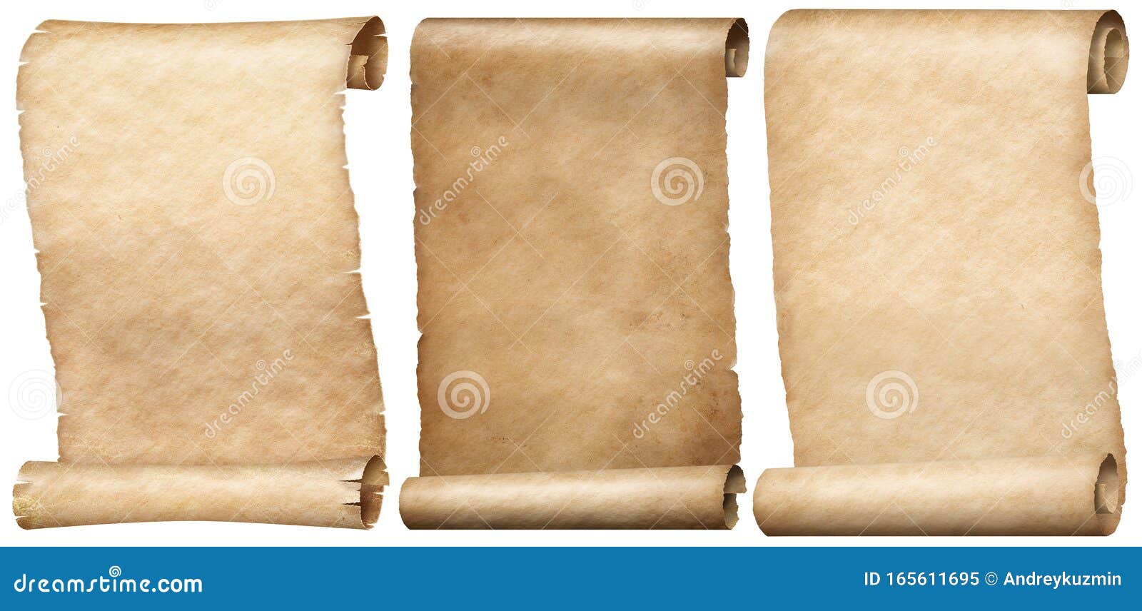 Old Paper Letter Scrolls Set Isolated on White Stock Image - Image of ...