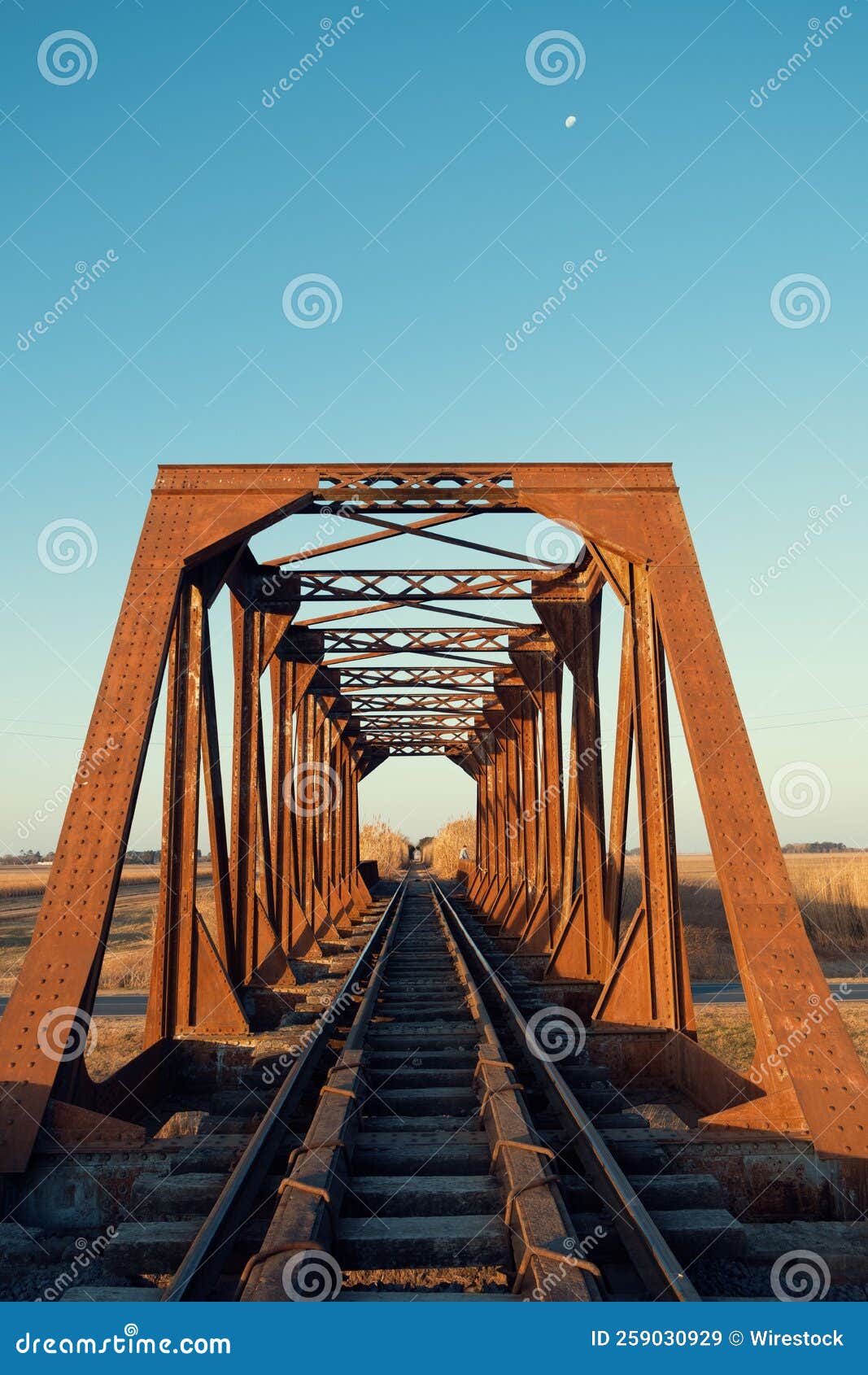 Vertical of an Old Rusty Train Bridge. Stock Image - Image of railroad ...