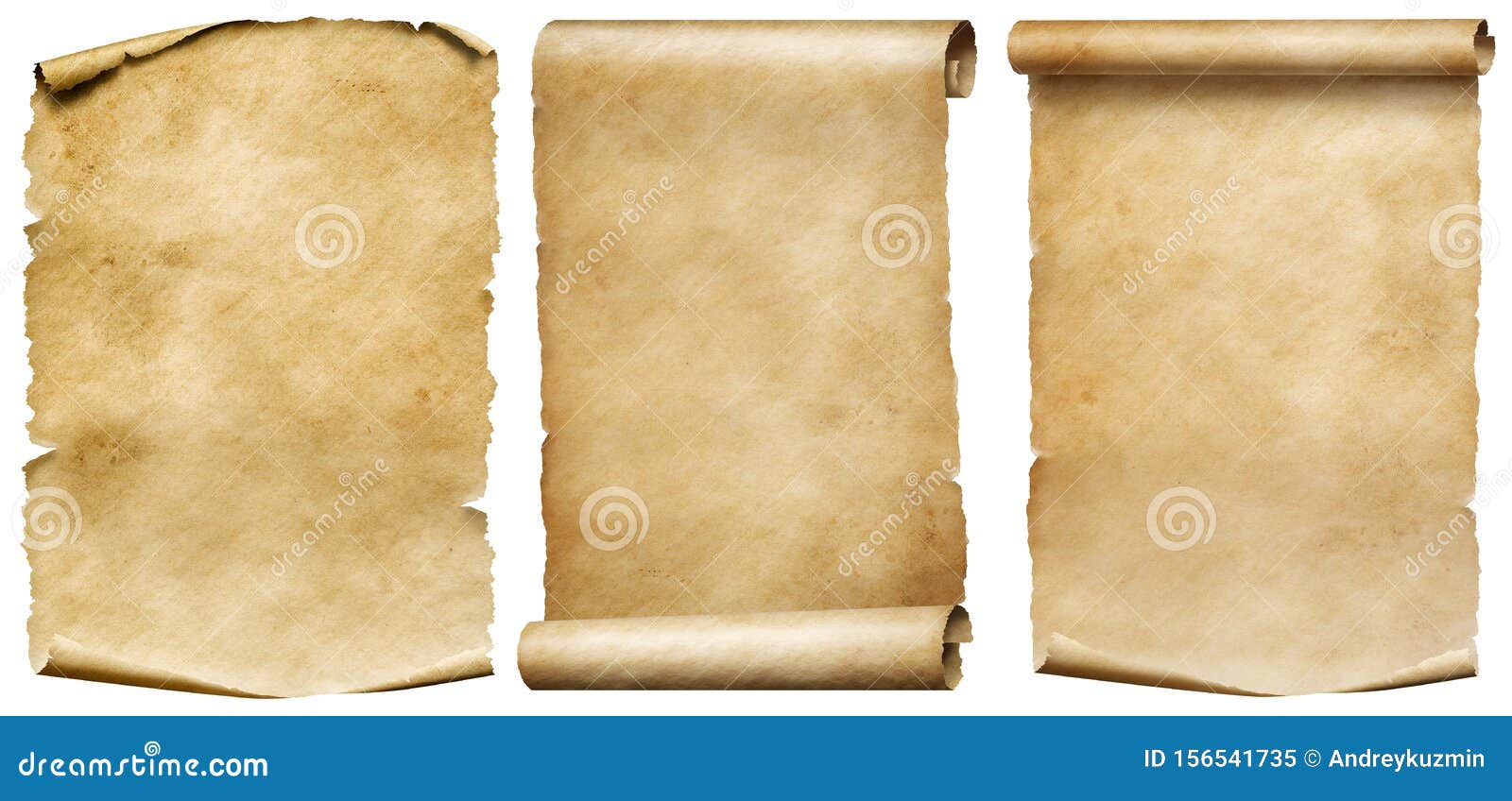 Vintage Scrolls or Parchment Manuscripts Set Isolated on White Stock ... Vintage Scrolls or Parchment Manuscripts Set Isolated on White Stock ...