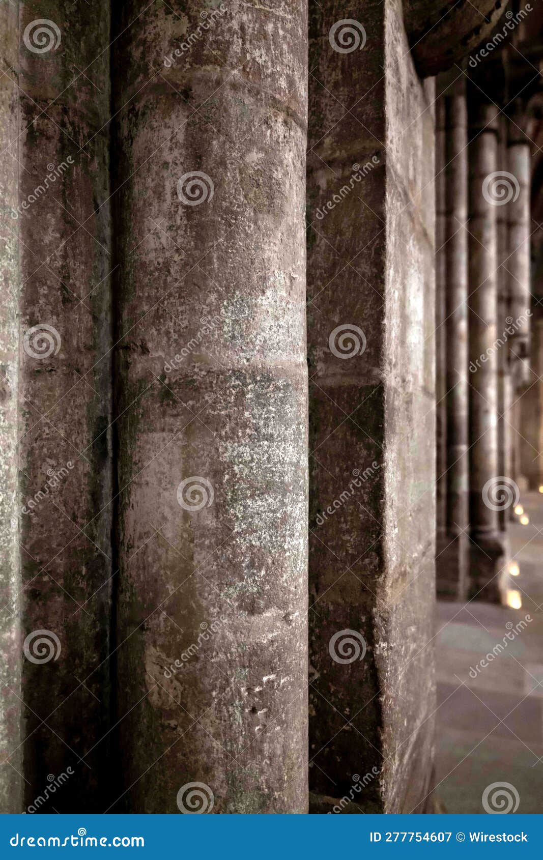 Vertical of an Old Stone Building with Columns Stock Image - Image of ...