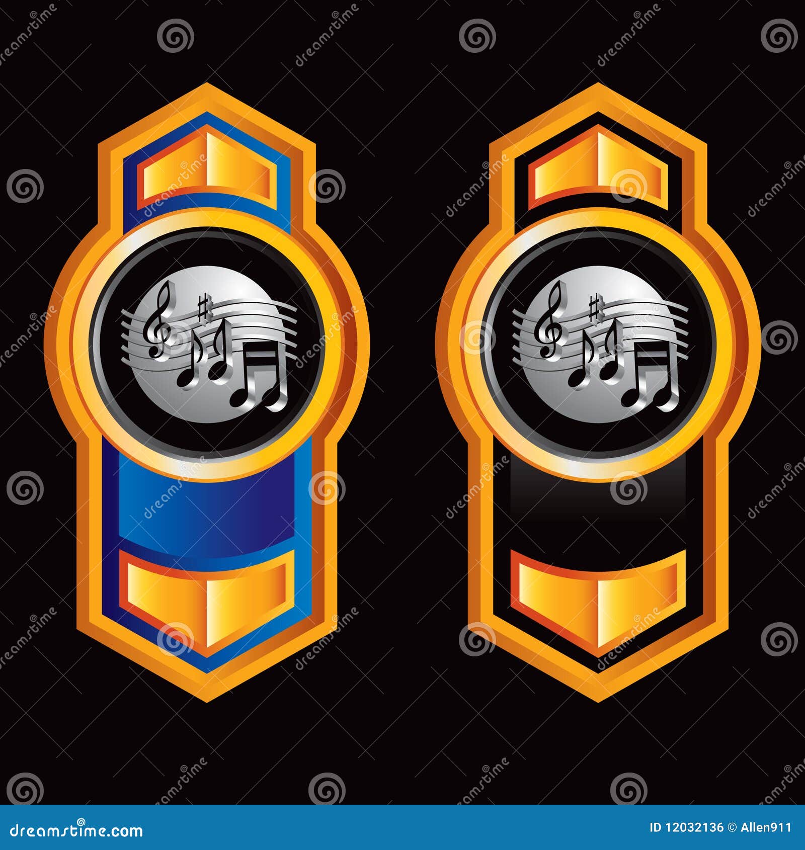 Vertical Orange Arrows with Music Notes Stock Vector - Illustration of ...