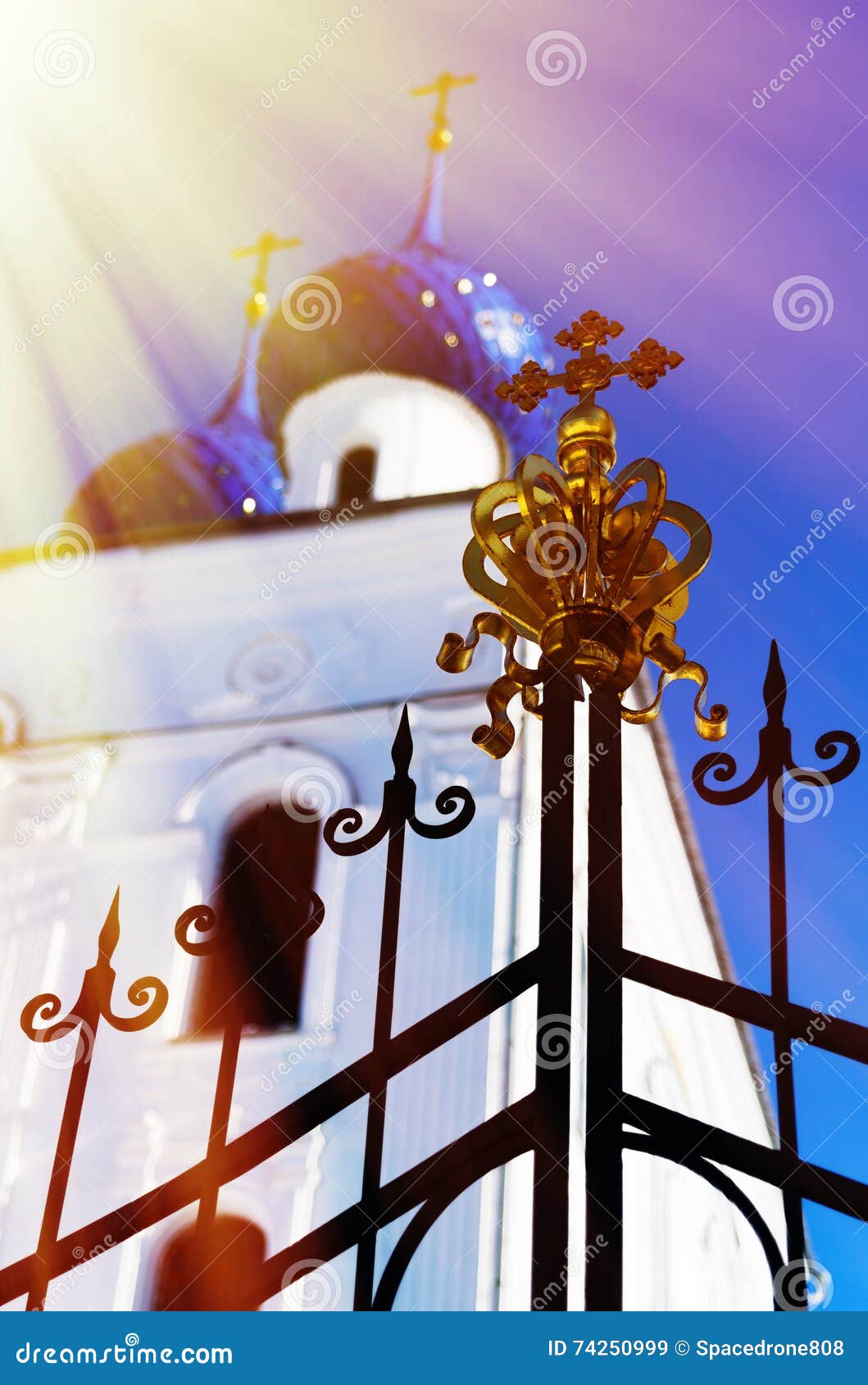 Vertical Orthodox Church Gate Design Element with Light Leak Bac Stock ...