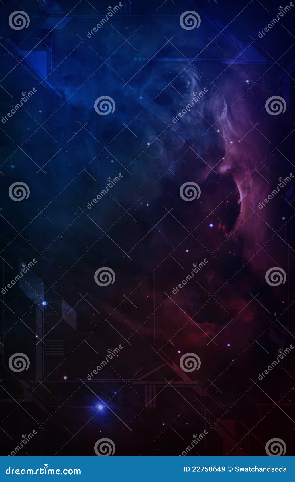Vertical Outer Space Nebula Blueprint Stock Illustration - Illustration ...