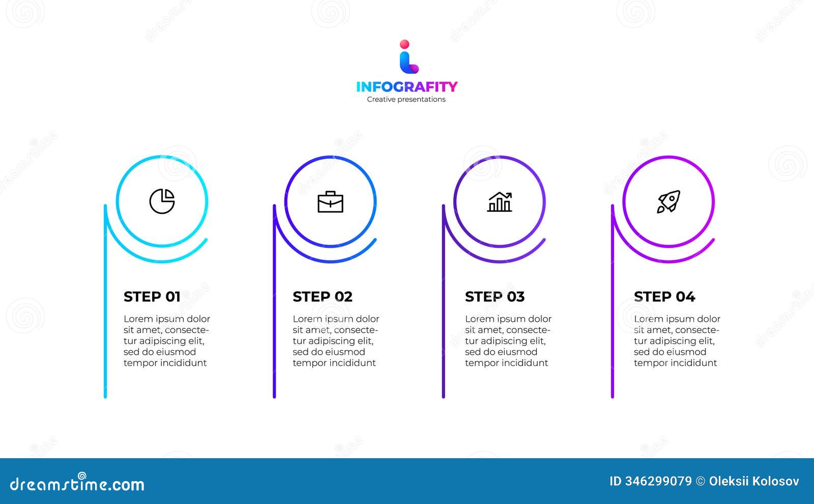 Vertical Outline Elements With 4 Steps Or Options. Concept Of Timeline ...