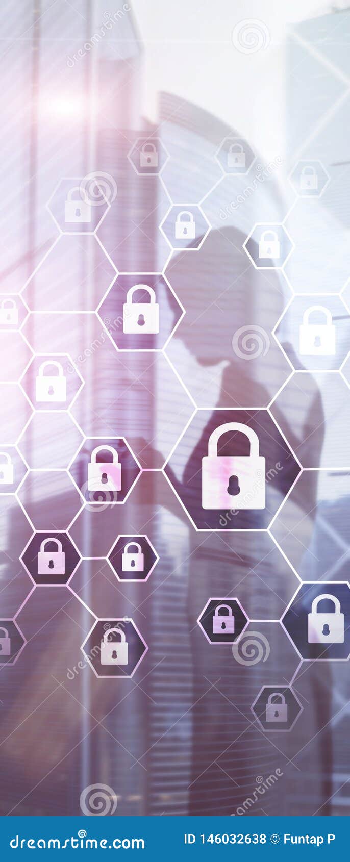 Vertical Panorama Banner. Cybersecurity, Information Privacy, Data ...