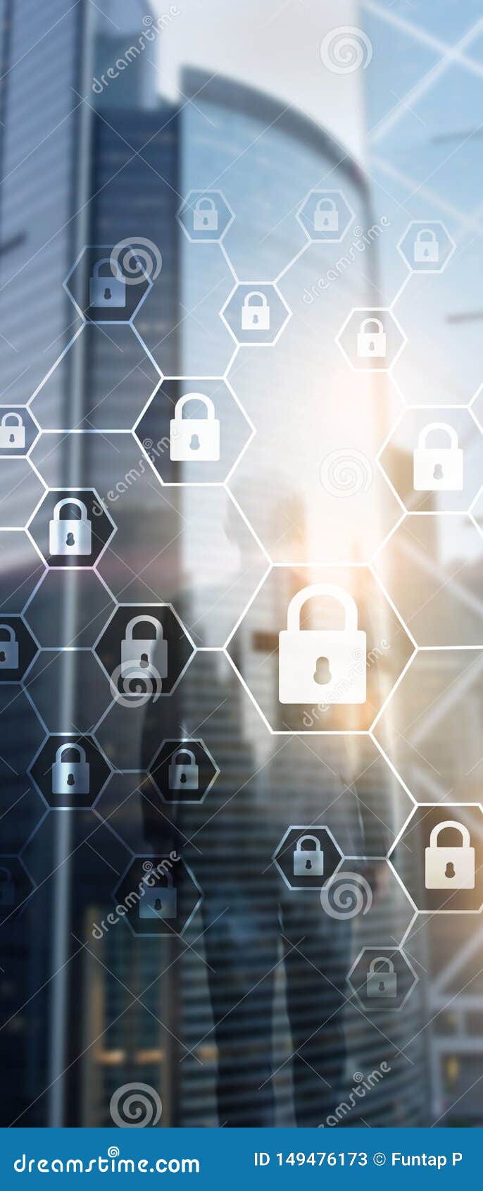 Vertical Panorama Banner. Cybersecurity, Information Privacy, Data ...