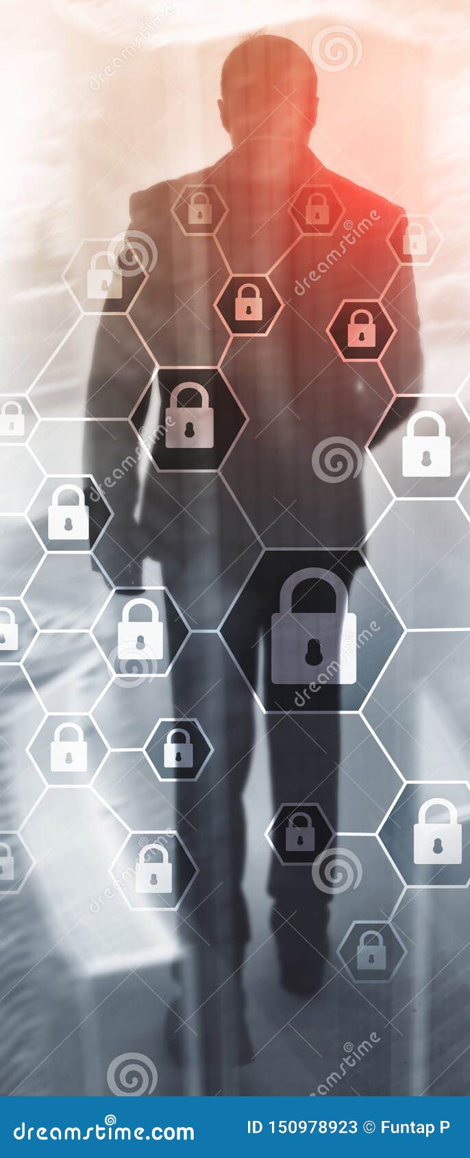 Vertical Panorama Banner. Cybersecurity, Information Privacy, Data ...