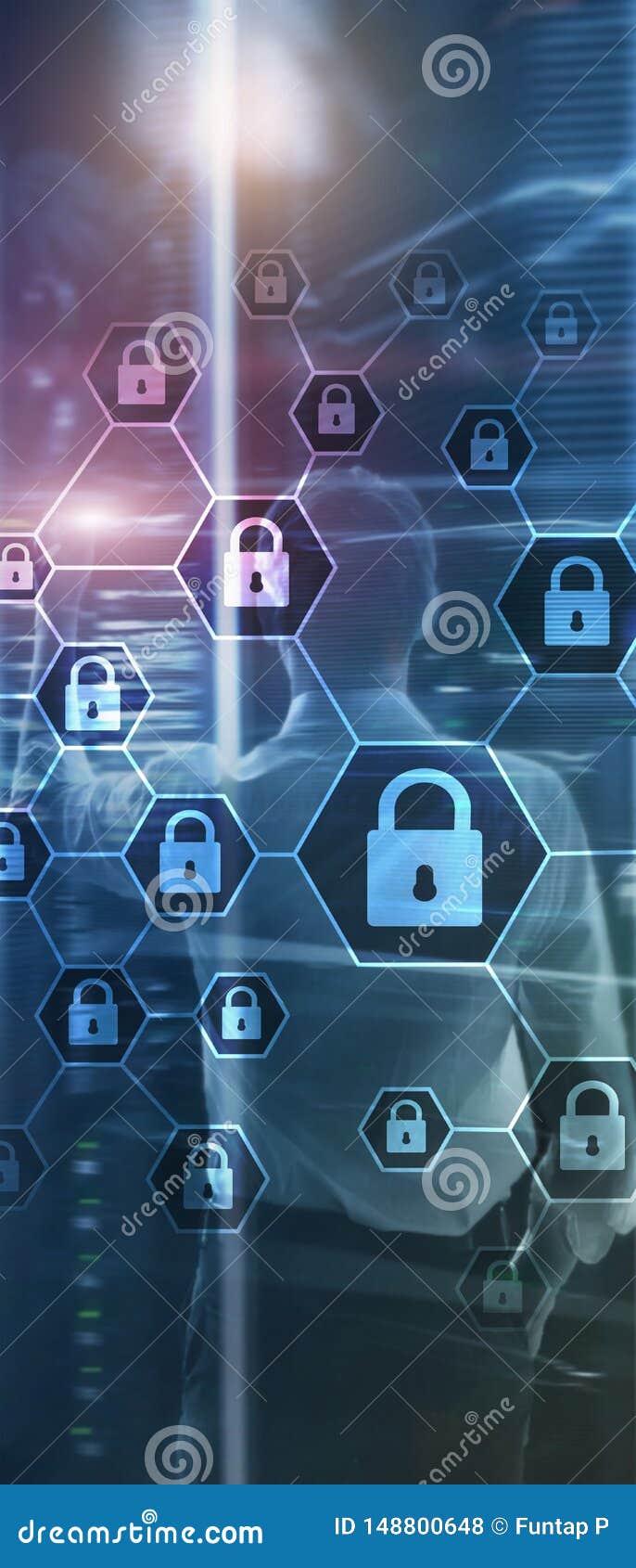 Vertical Panorama Banner. Cybersecurity, Information Privacy, Data ...