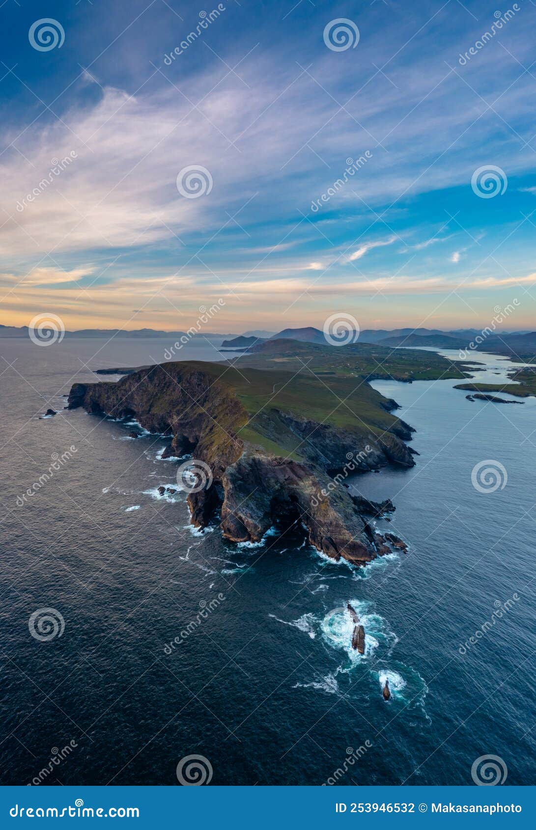 Vertical Panorama Landscape of the Bray Head Cliffs on Valentia Island ...