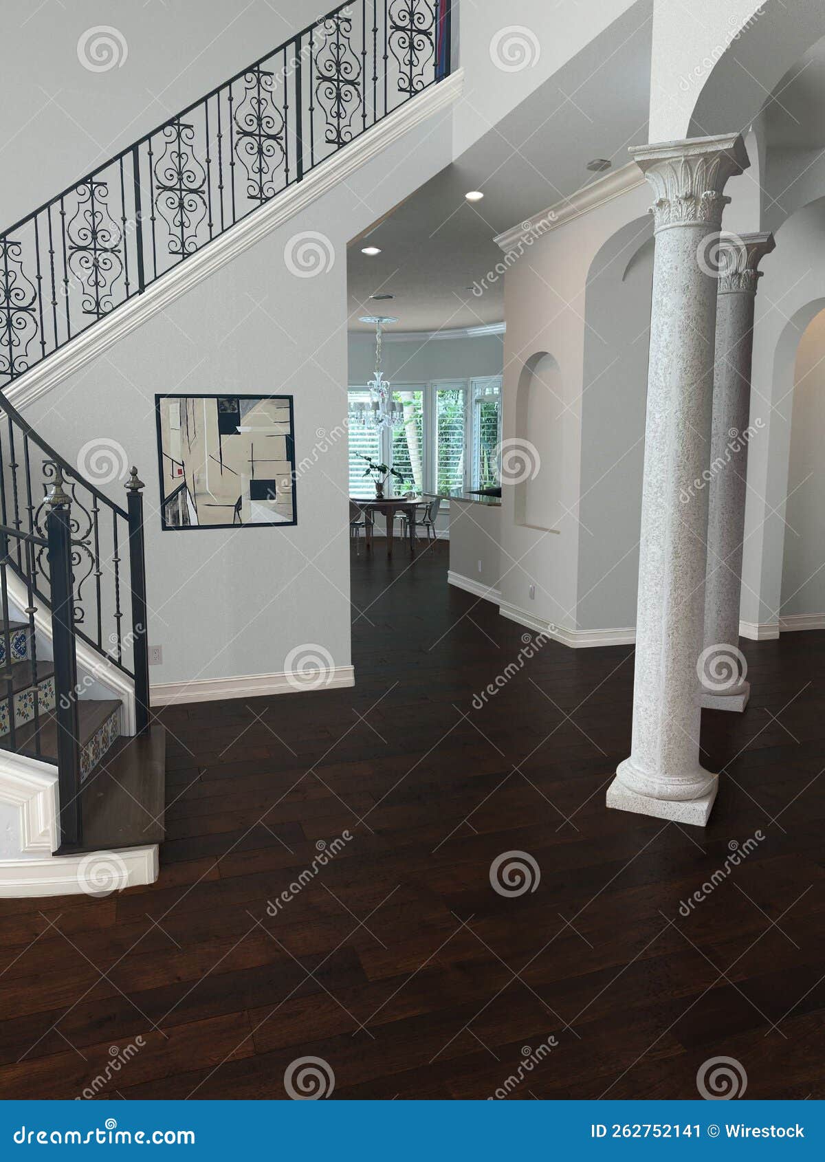 Vertical Partial View of a Hall with Columns and a Staircase Stock ...