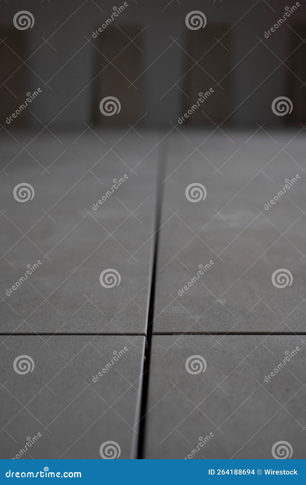 Vertical Partial View of the New Gray Tiled Floor - Tile Installation ...