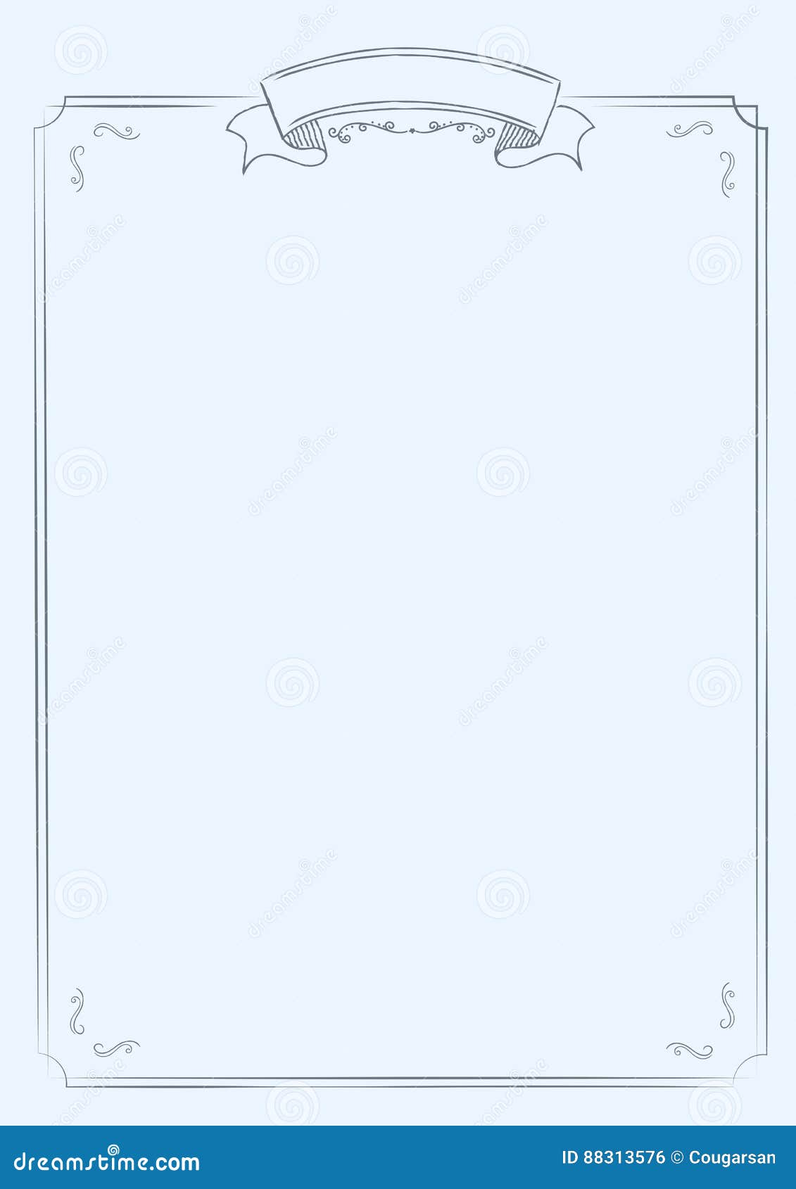 Vertical Pastel Blue Background with Retro Border Stock Vector ...