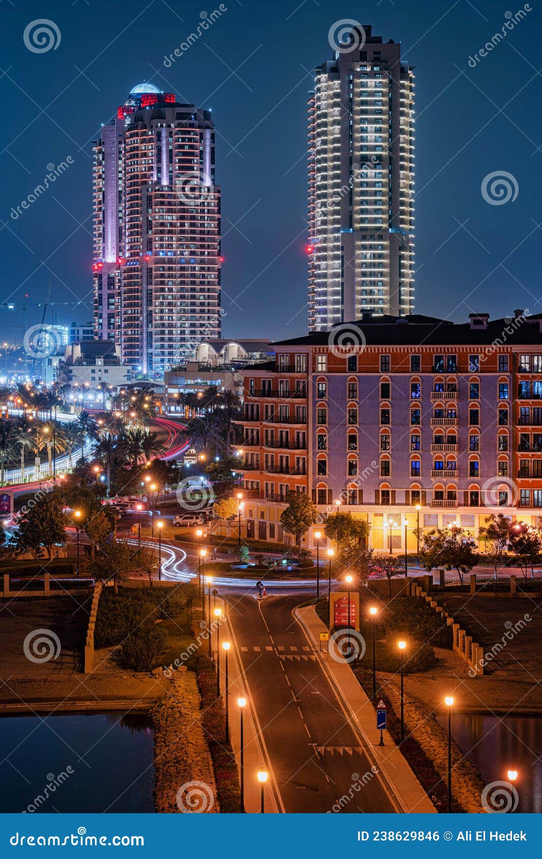 Skyscrapers in Doha - Qatar Stock Photo - Image of reflection, evening ...
